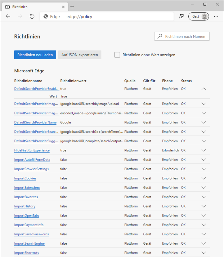 Edge – Google für alle Benutzer als Suchmaschine vorkonfigurieren ...